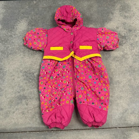Jackets & Coats | Vintage The Kids John Adams Floral Puffer Snow Suit ...